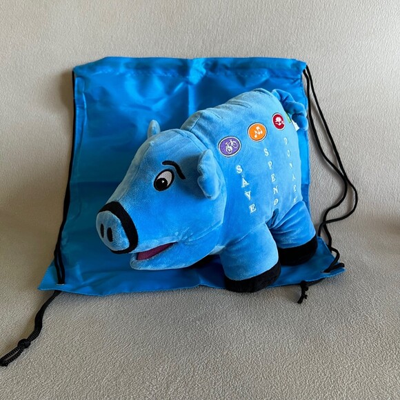 Toys | Money Savvy Pig Blue Piggy Bank Plush | Poshmark